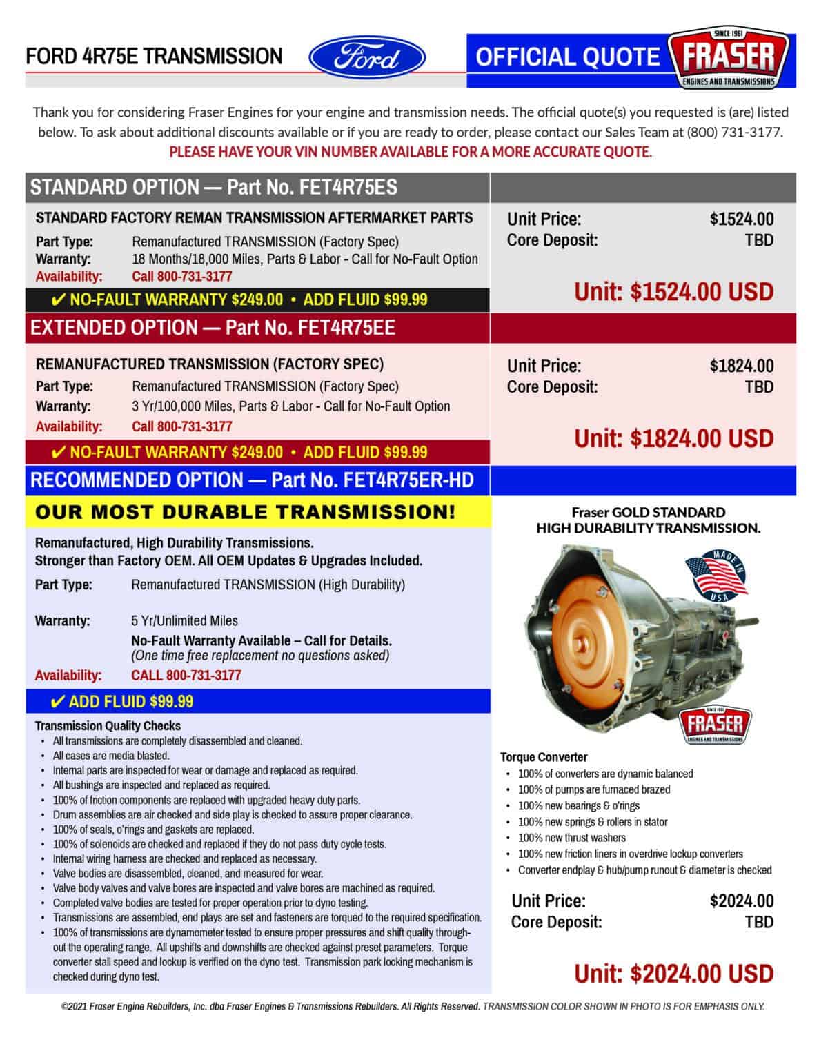 Ford 4R75E Transmission | Fraser Engines