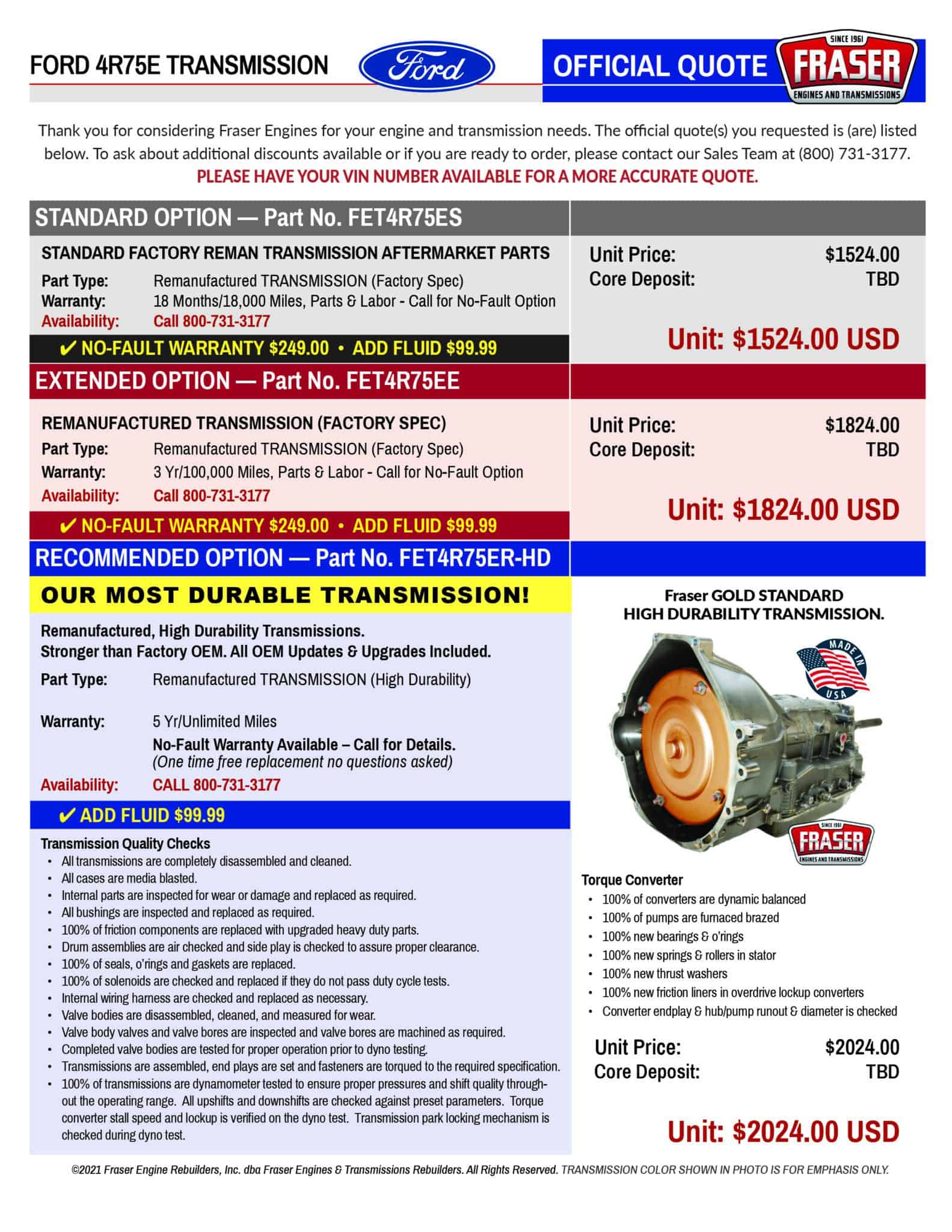 Ford 4R75E Transmission | Fraser Engines