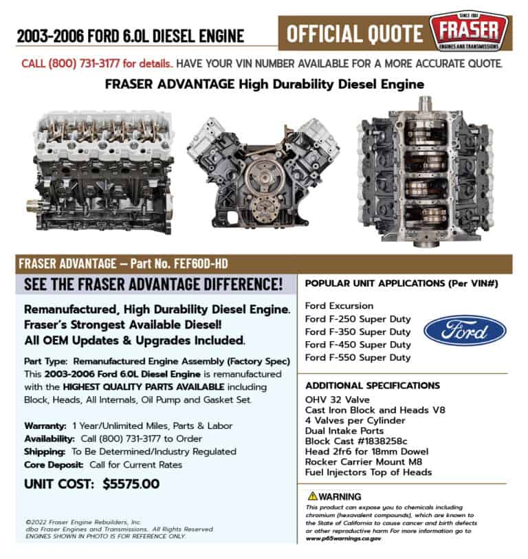 6.0L Ford Diesel Engine | Fraser Engines & Transmissions