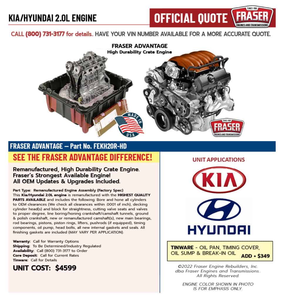 2.0L Kia/Hyundai Engines | Fraser Engines and Transmissions