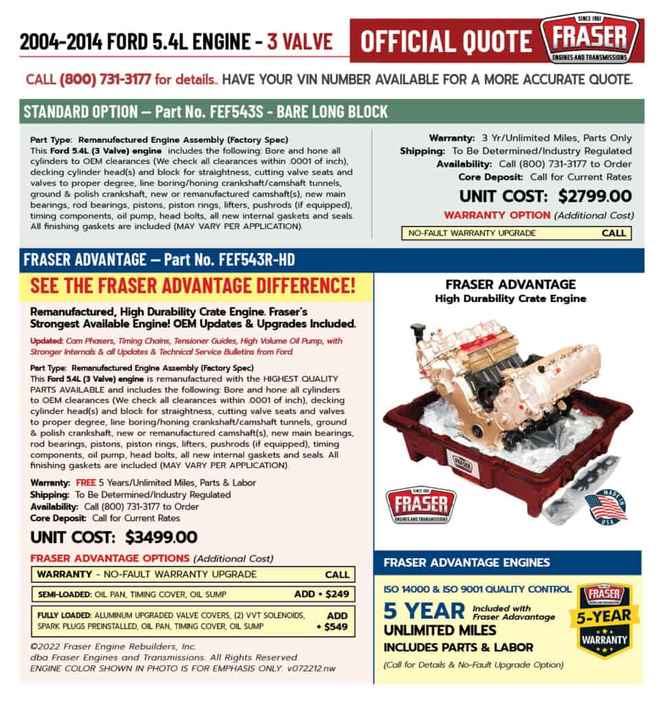 5.4L Ford Triton 3v Engine | Fraser Engines and Transmissions