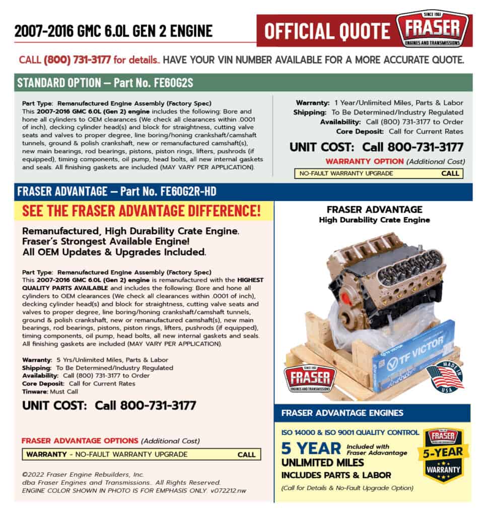 6.0L GMC Gen 2 Engines | Fraser Engines and Transmissions
