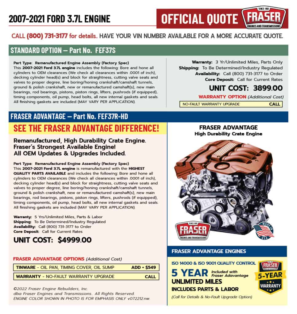 3.7L Ford Engines | Fraser Engines and Transmissions