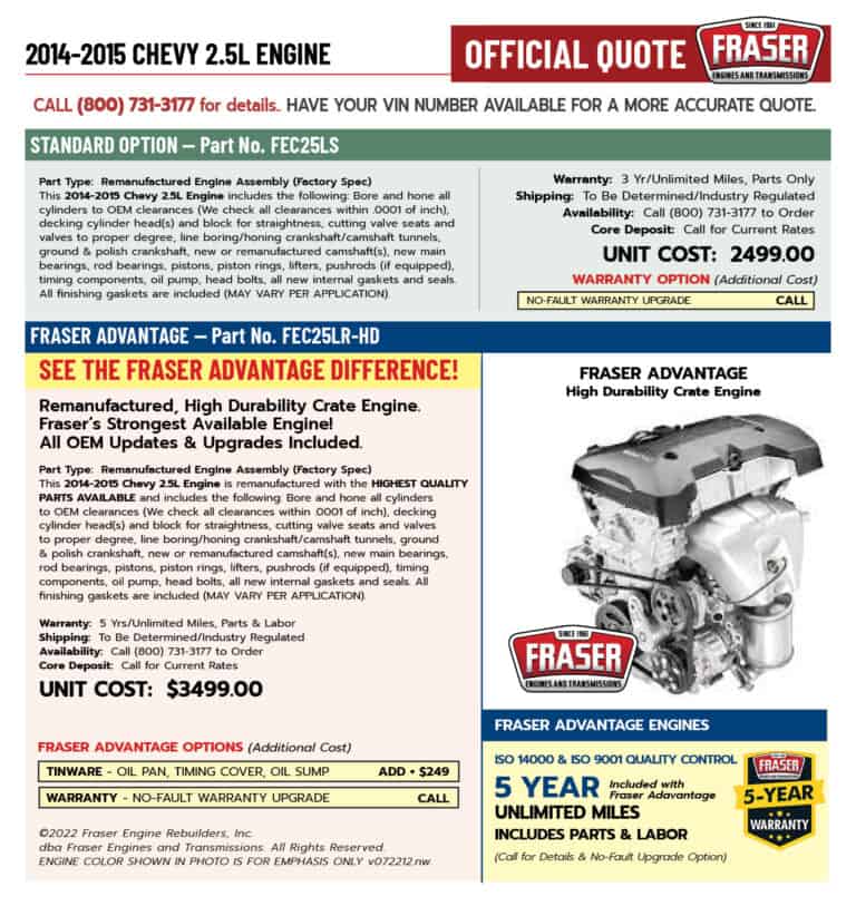 2.5L Chevy/GMC/Cadillac Engines | Fraser Engines and Transmissions