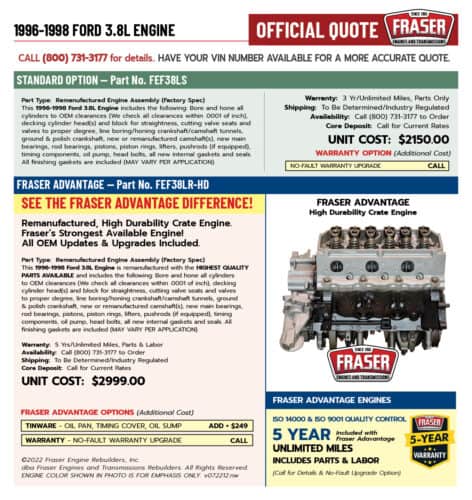 3.8L Ford Engines | Fraser Engines and Transmissions