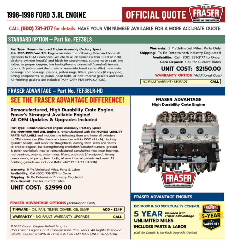 3.8L Ford Engines | Fraser Engines and Transmissions